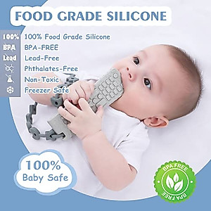 Yoolane Baby Teething Toys 2 Piece Teethers for Babies 3-24 Months Remote Control Silicone Teether for Toddler Infant Boys and Girls Freezer BPA Free Chew Toy Soothe Babies Teething Relief Sore Gums