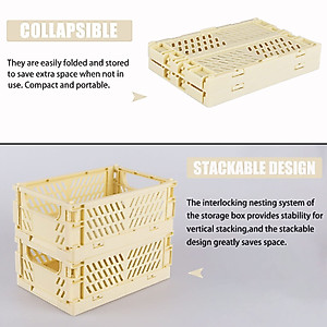 Tixill 2-Pack Mini Foldable Plastic Baskets for Organizing and Storage, Collapsible Storage Crate for Home Kitchen Bedroom Bathroom Office (5.9x3.8x2.2, Yellow)