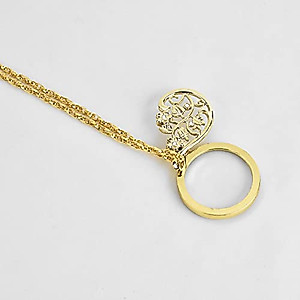 Bueuwe Magnifying Glass Necklace Glass Pendant Vintage Pendant Design Reading Accessories Books Lover Glass Pendant Jewelry Magnifying Glass Necklace (A gold)