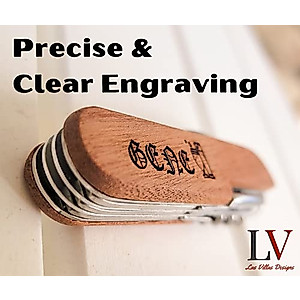 Personalized Wooden Pocket Knife | Customizable Design | Laser Engraved | 8-Function Multi-Tool (Stainless Steel) | Gift for Men, Groomsmen, Birthday, Graduations