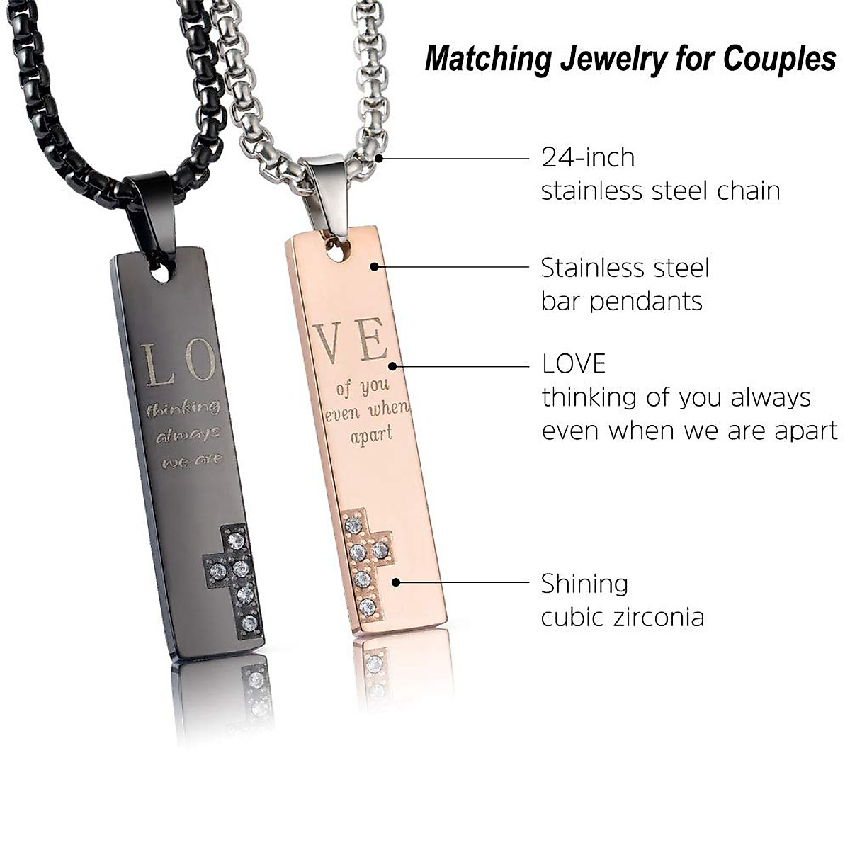 Wolentty Couple His Hers Distance Necklaces for Valentine's Day Gift