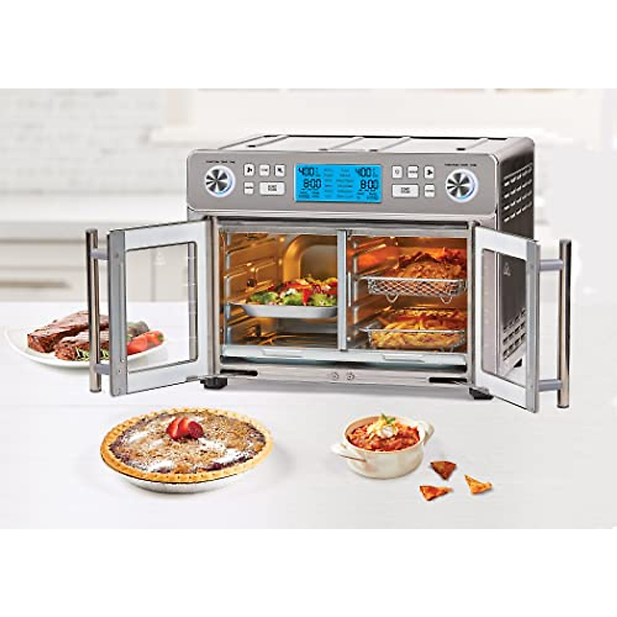 Emeril Lagasse Everyday French Door 360 Air Fryer, 25-QT Capacity, Dual Temperture Zone cooks 2 different ways, Stainless Steel