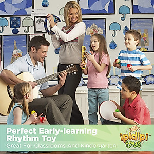 IPIDIPI TOYS Egg Shakers Maracas for Kids - 6 Pack, Natural Wooden Musical Toy Percussion Instruments for Kids, Stocking Stuffers, Montessori Sound Making Shakers, Wooden Maracas for Music Education