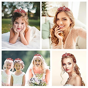 Red Birthday Queen Sash, Tiara and Headband Set - Decorations for Women and Girls