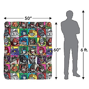 Transformers Transformers Squares Silky Touch Sherpa Back Super Soft Throw Blanket