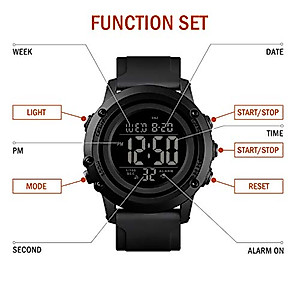 CKE Men's Digital Sports Watch Large Face Waterproof Wrist Watches for Men with Stopwatch Alarm LED Back Light