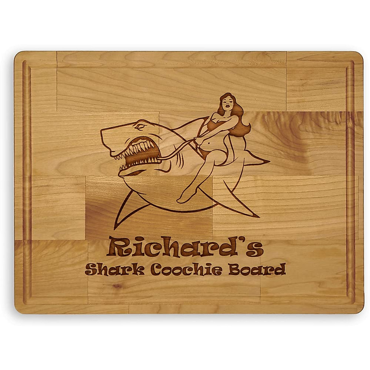 Shark Coochie Board Funny Maple Charcuterie Board - Multiple Designs and Personalization options