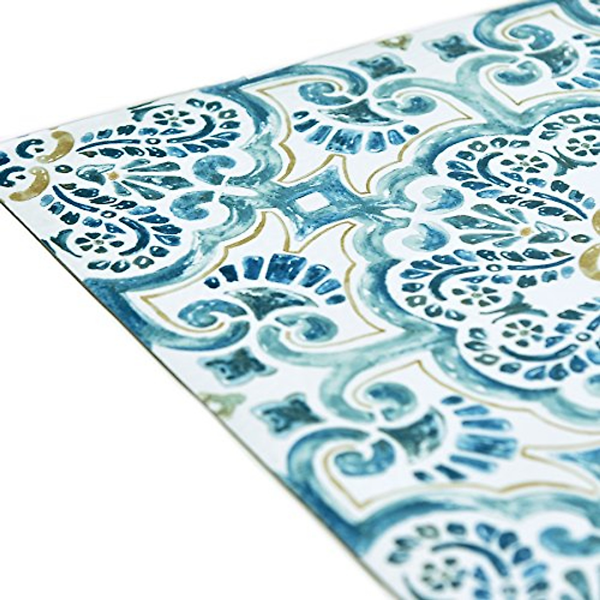 FloorPops FP2477 Fontaine Peel & Stick Floor Tiles, Blue (Pack of 2)