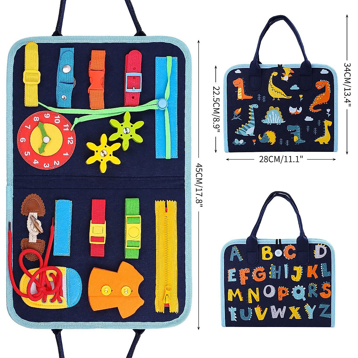 Montessori Toys Busy Board for Toddlers - Sensory Board for Learning Fine Motor Skills, Toddler Travel Toy for Airplane and Car, Preschool Busy Book, Educational Toys for Kids Ages 3 4 5 Year Old