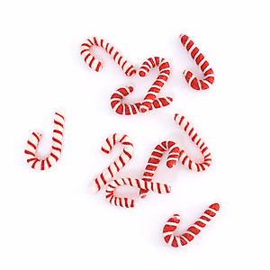 Glaciart One Felt Candy Cane Decoration (Red/White)- DIY Garland, Arts Crafts Supplies, Cute Home Decor for Christmas - Baby Mobile Ornaments - Hand-Felted Natural Wool Material - Set of 10