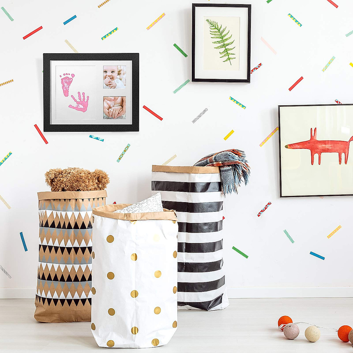 Outus 18 Pieces Baby Inkless Handprint and Footprint Kit 6 Safe Hand and Foot Ink Pad Clean Touch Dog Paw Print Stamp Kit and 12 Card for Newborn Registry Family Keepsake Baby Gift (Small)