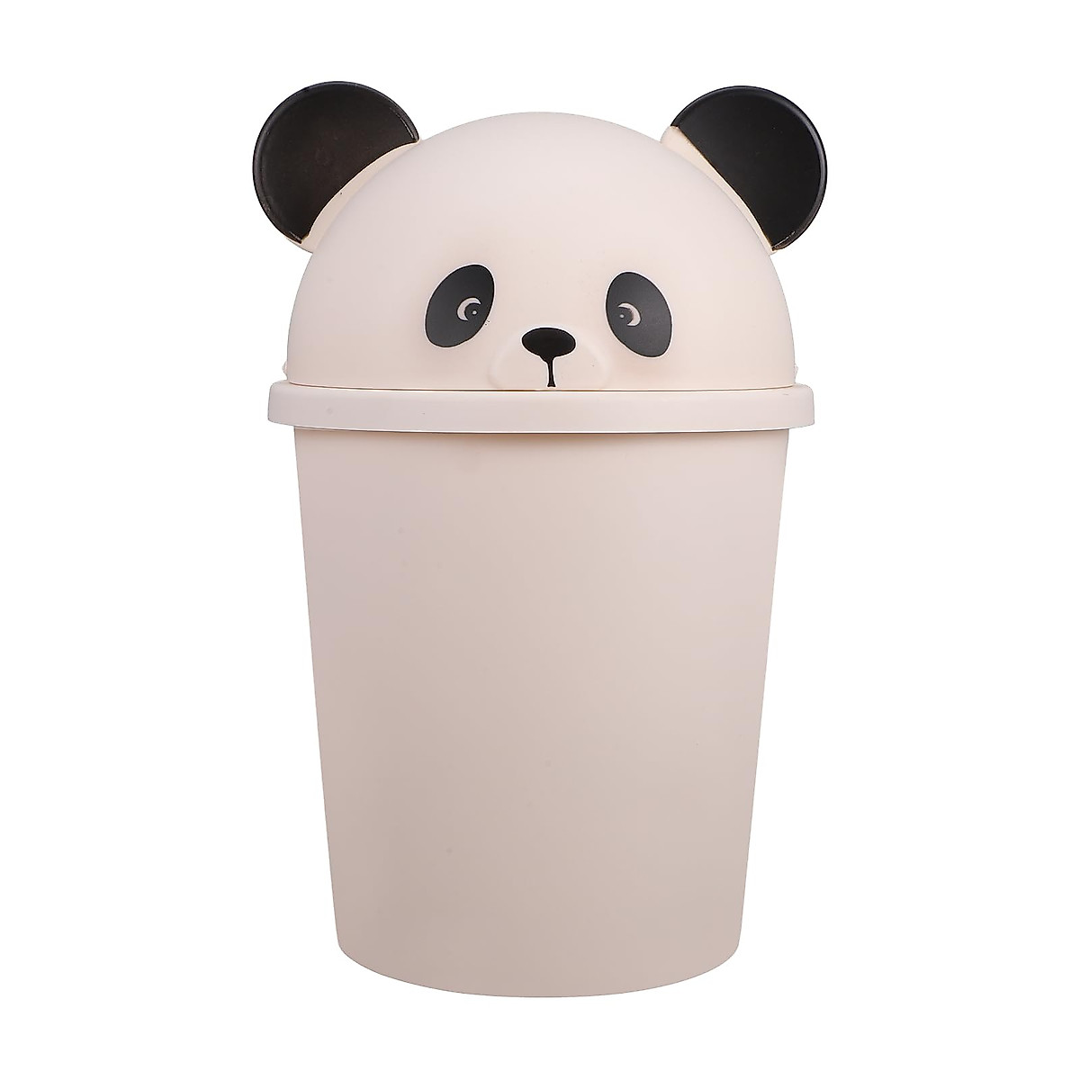 Luxshiny 10L Cartoon Panda Trash Can Plastic Garbage Bin with Lid Garbage Can Rubbish Pail Waste Basket Toilet Paper Bucket for Bathroom Kitchen Office Dorm