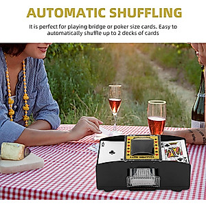Litesam Seasonal Designs Automatic Card Shuffler,2 Decks Poker Shuffler Portable Card Shuffler,Battery-Operated Playing Card Shuffler for Casino,Club Gaming and Home Party, Black