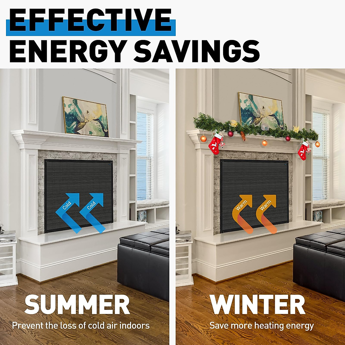 HOMWMPA Fireplace Cover Indoor, Fireplace Draft Stopper, Fireplace Blanket, Fireplace Draft Cover For Summer & Winter, Save Energy, Baby and Pet Proof, Anti-Dust, 39" W X 32" H