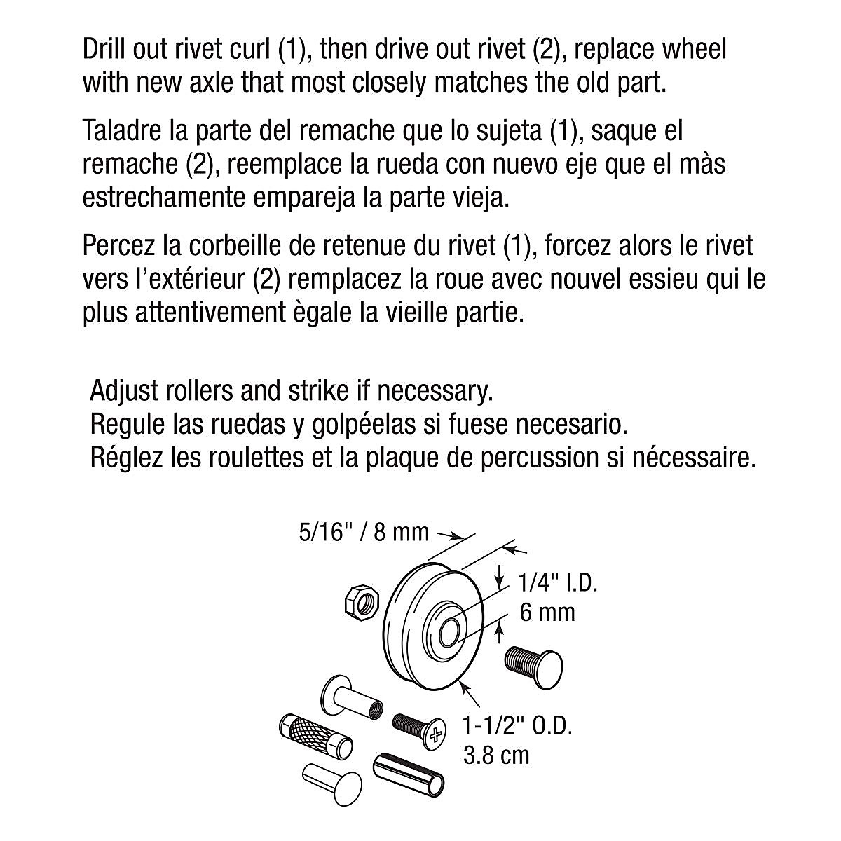 Prime-Line D 1797 1-1/2 In. Patio Roller Kit (2 Pack)