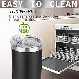 HASLE OUTFITTERS 20 oz Skinny Tumbler, Stainless Steel Insulated Slim Tumbler with Lid, Reusable Double Wall Travel Coffee Mug, Durable Powder Coated Travel Water Cup(Black, 1)