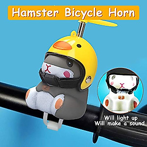 wonuu Duck Bike Bell with Light and Helmet Cute Hamster Bicycle Horn, Dashboard Decoration Hamster Toy Motorcycle Bike Bells Rubber Duck Car Dashboard Decorations (Chicken-Hamster)