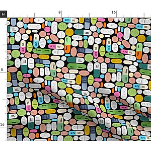 Spoonflower Fabric - Black Green White Pills Medicine Capsules Prescription Pharmacy Printed on Petal Signature Cotton Fabric by The Yard - Sewing Quilting Apparel Crafts Decor
