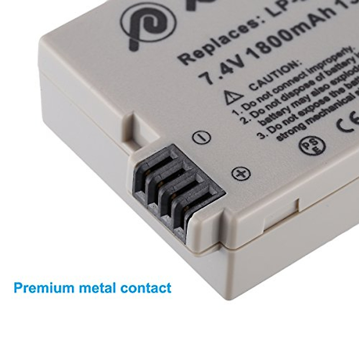 Powerextra LP E8 2 Pack 7.4V 1800mAh Li-ion Replacement Compatible with Canon LP-E8 Battery for Canon Rebel T3i, T2i, T4i, T5i, 600D, 550D, 650D, 700D, Kiss X5, X4, Kiss X6, LC-E8E