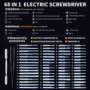 JFHH Electric Screwdriver Power Screwdriver 68 in 1 Electric Screwdriver Mini Electric Screwdriver Precision Screwdriver Cordless Repair Tool,Repair Tool Set for Phone Camera Laptop Wat