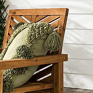 Walker Edison 2 Piece Outdoor Patio Chevron Wood Chair Set All Weather Backyard Conversation Garden Poolside Balcony, Set of 2, Brown