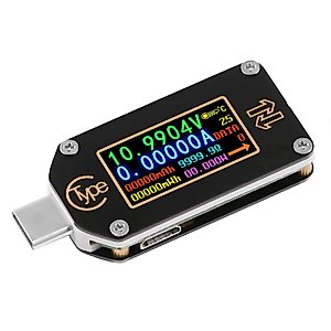 MakerHawk USB Power Meter, TC66 USB Tester Type C USB Voltage Meter and Current Tester, 0.96 Inch IPS Color LCD Display Power Tester Multimeter PD Ammeter Voltmeter QC 2.0 3.0