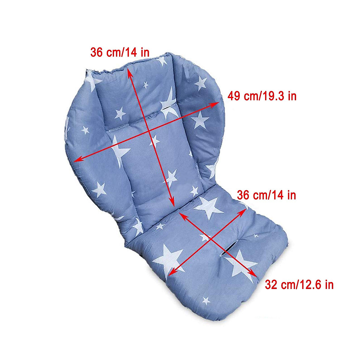 High Chair Pad, Exquisite and Beautiful Baby/highchair/seat Cushion Pad，Comfortable and Soft, Suitable for The High Chair and Stroller in The Picture(Blue Background Stars Pattern)