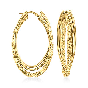 Ross-Simons Italian 14kt Yellow Gold Triple Hoop Earrings