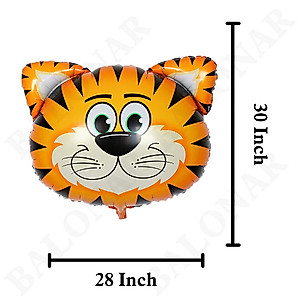 BALONAR 5pcs 32 Inch Tiger Lion Zebra Monkey Graffe Foil Balloons Animal Balloons for Child Birthday Party Supplies Cute Baby Shower Decorations