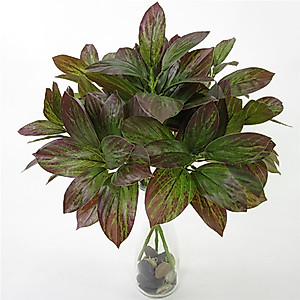 Shineweb 1Pc 3 Branches Artificial Magnolia Leaves Plants Garland Home Kitchen Garden Office Wedding Wall Decor Purple