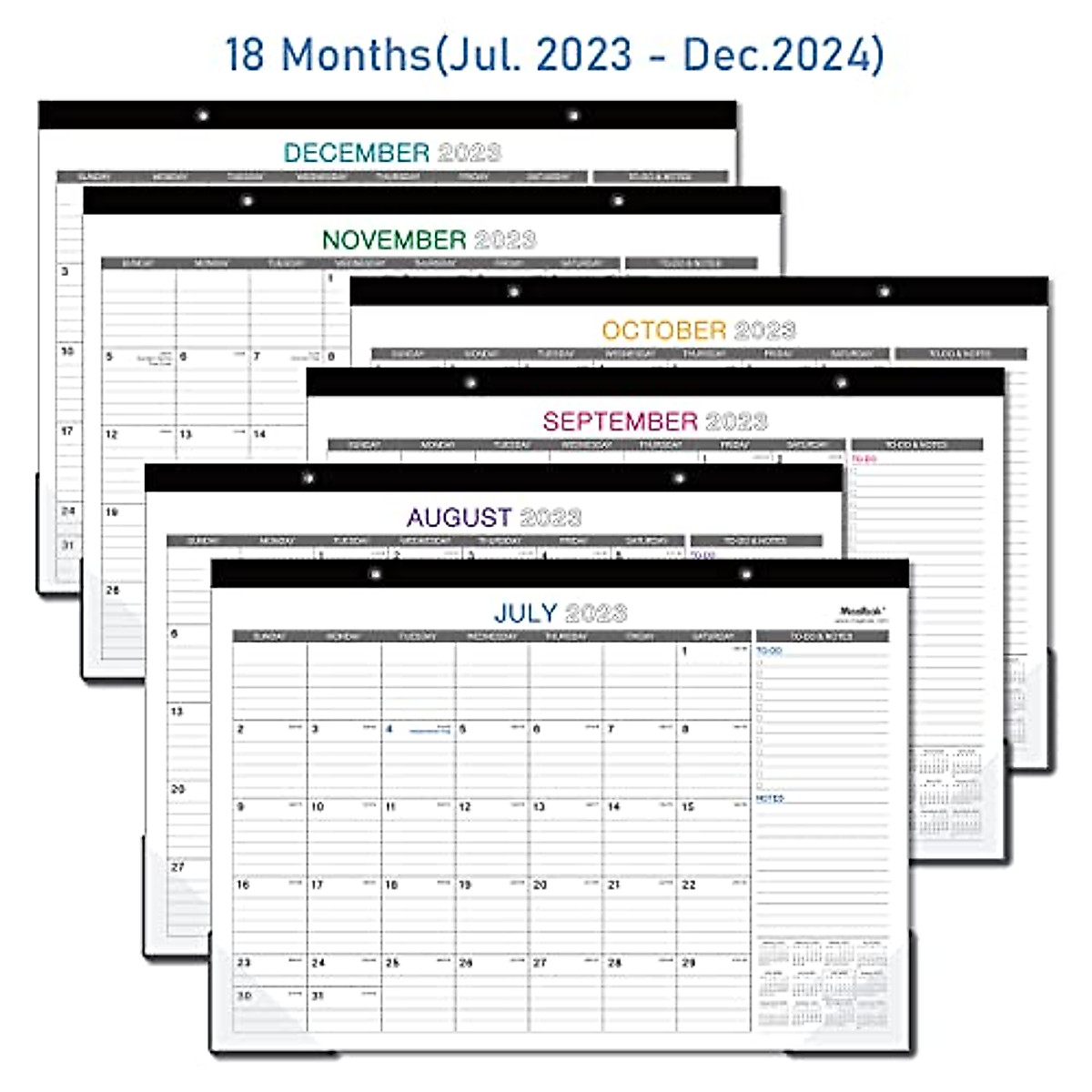 2023-2024 Desk Calendar - 18 Months Large Monthly Desk Calendar from Jul 2023 - Dec 2024, 17" x 12", Desk Pad, Large Ruled Blocks, To-do List & Notes, Best Desk Calendar for Organizing