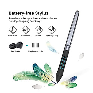 HUION Inspiroy H1060P Graphics Drawing Tablet with 8192 Pressure Sensitivity Battery-Free Stylus and 12 Customized Hot Keys, 10 x 6.25 inches Digital Art Tablet for Mac, Windows PC and Android