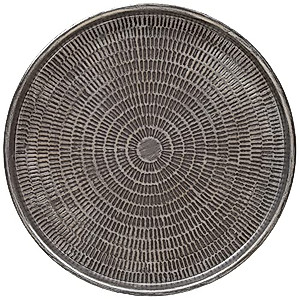 Yusong Coffee Table, Boho-Chic Hammered Metal Tray Coffee Table, Mahdavi Round Coffee Tea Table, Living Room Tables for Storage and Display, Brushed Silver