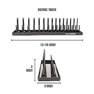 OEMTOOLS 22209 Metric 3/8 Inch Drive Socket Tray, Tool Organizers, Socket Set Organizer, Socket Holder Tray, Socket Rail