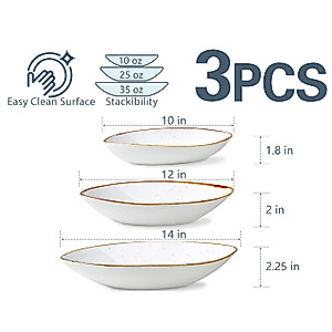 ONEMORE Pasta Bowls and Large Oval Bowls Bundle - Microwave, Oven and Dishwasher Safe - Creamy White