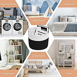 BNDSKLAI Cotton Rope Storage Baskets 11 x 11 x 9 inches, Cube Shelf Storage Organizer for Laundry, Towel, Clothes, Books, Shelves(White/Black, 2Pack)