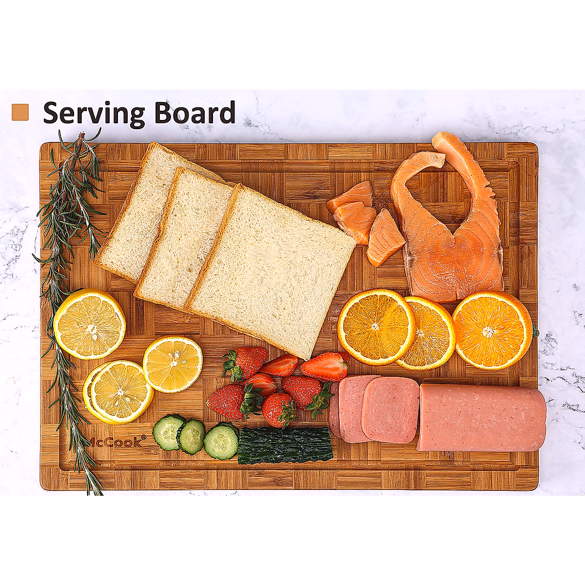 MC21G black Knife Sets of 15 + MCW12 Bamboo Cutting Board(Large, 17"x12"x1")