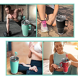 SUZAMED Spill Stopper for YETI Straw Cup, 4 Sets Silicone Leak Stopper Compatible with YETI Tumbler, Leak Proof Kit of YETI Mug Accessories Including 4 Straw Cover, 4 Leak Proof Stopper (Black 4PCS)