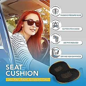 kingphenix Wedge Car Seat Cushion: Memory Foam Truck Seat Cushion for Car Seat Driver - Sciatica and Back Pain Relief - Enhancing Driving Comfort -Black