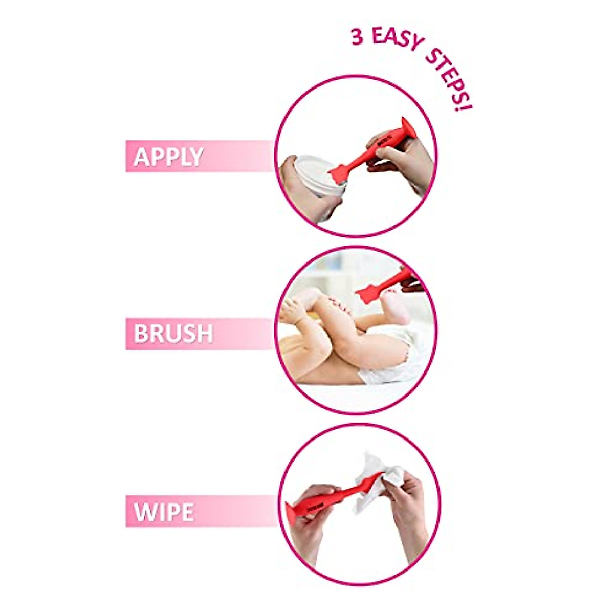 Brexonic Diaper Cream Spatula, Baby Butt Spatula For Diaper Cream, Soft Flexible Silicone Baby Bum Brush, Suction Base Diaper Cream Applicator (Gray)