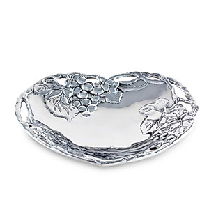 Arthur Court Aluminum Grape Heart Coupe Tray, 9.5 x 10 inch - Romantic Sand-Cast Design, Ideal for Mother's Day or Anniversary