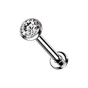 Pierced Owl 18G Petite 8mm Barbell Implant Grade Titanium Threadless Push-in 2.5mm Crystal Flat Back Lip Cartilage Tragus Stud (Clear)