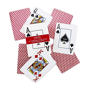 Brybelly 12 Decks of Playing Cards|Poker Wide Size (6 Red/6 Blue)|Plastic Coated Cards for Poker, Blackjack| Jumbo Index
