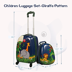 Sandinrayli Kid Luggage Set, 12” Backpack & 16” Kid Carry on Suitcase with Spinner Wheels, Travel Rolling Luggage for Boy