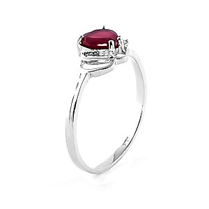 Galaxy Gold GG 14k Solid White Gold Angel's Heart - Heart Shaped 1.02 ct Ruby & Diamond Ring (8)