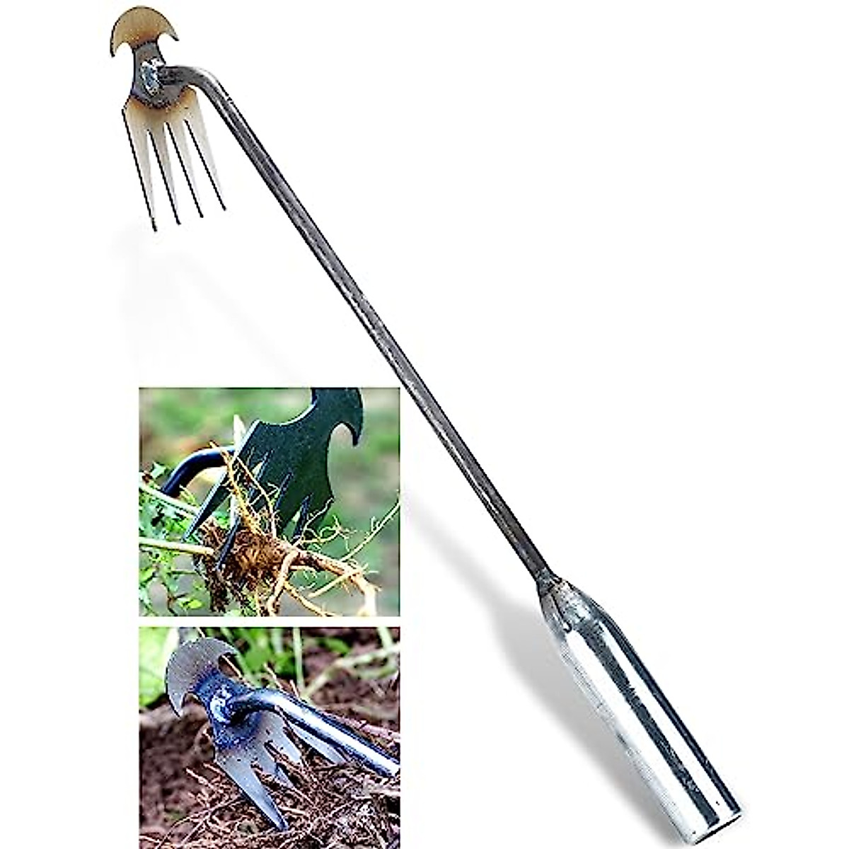 New Weeding Artifact Uprooting Weeding Tool, 16" Weed Puller, 4 Teeth Manganese Steel Forged Hand Weeder, Dual Purpose Hand Remover for Garden Yard Farm Weed Removal for Garden Yard Farm Weed Removal