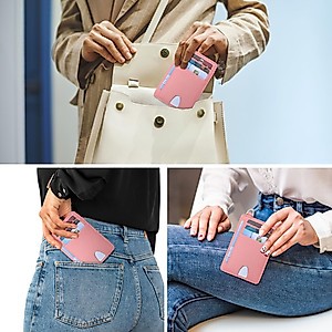 Badiya Credit Card Holder Slim Minimalist Wallet, Front Pocket Purse RFID Blocking Wallet Compact Card Case with ID Window for Women & Men