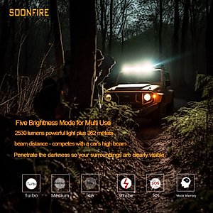 soonfire MX75 Ultra Bright Tactical Flashlight with Battery, USB C Fast Charging Rechargeable Flashlights, Powered by Customized Battery, Long Run Time for Emergency, EDC and Searching