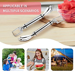 Watermelon Fruit Cutter Slicer Tool 3-IN-1,Stainless Steel Fruit Fork Spoon Knife Tool for Camping Outdoor Party (1PCS)