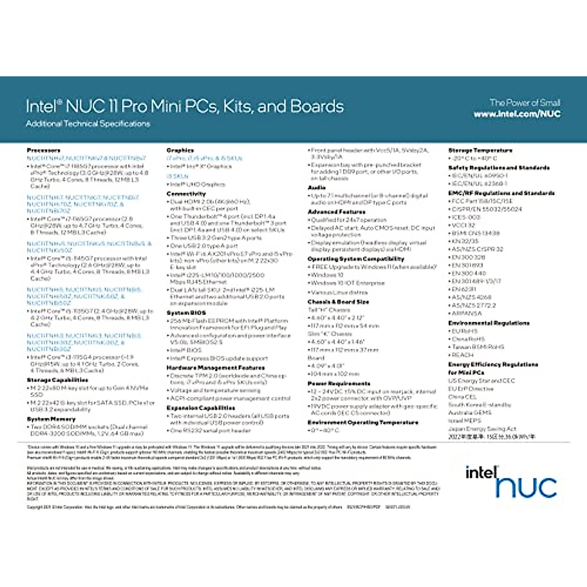 Intel NUC 11 Pro NUC11TNHi3 Tiger Canyon Home & Business Mini PC Mini Desktop 11th Gen Intel® Core™ i3-1115G4 Processor Upto 4.1 GHz Turbo,2 Cores,4 Threads,6 MB L3 Cache(No RAM&SSD)
